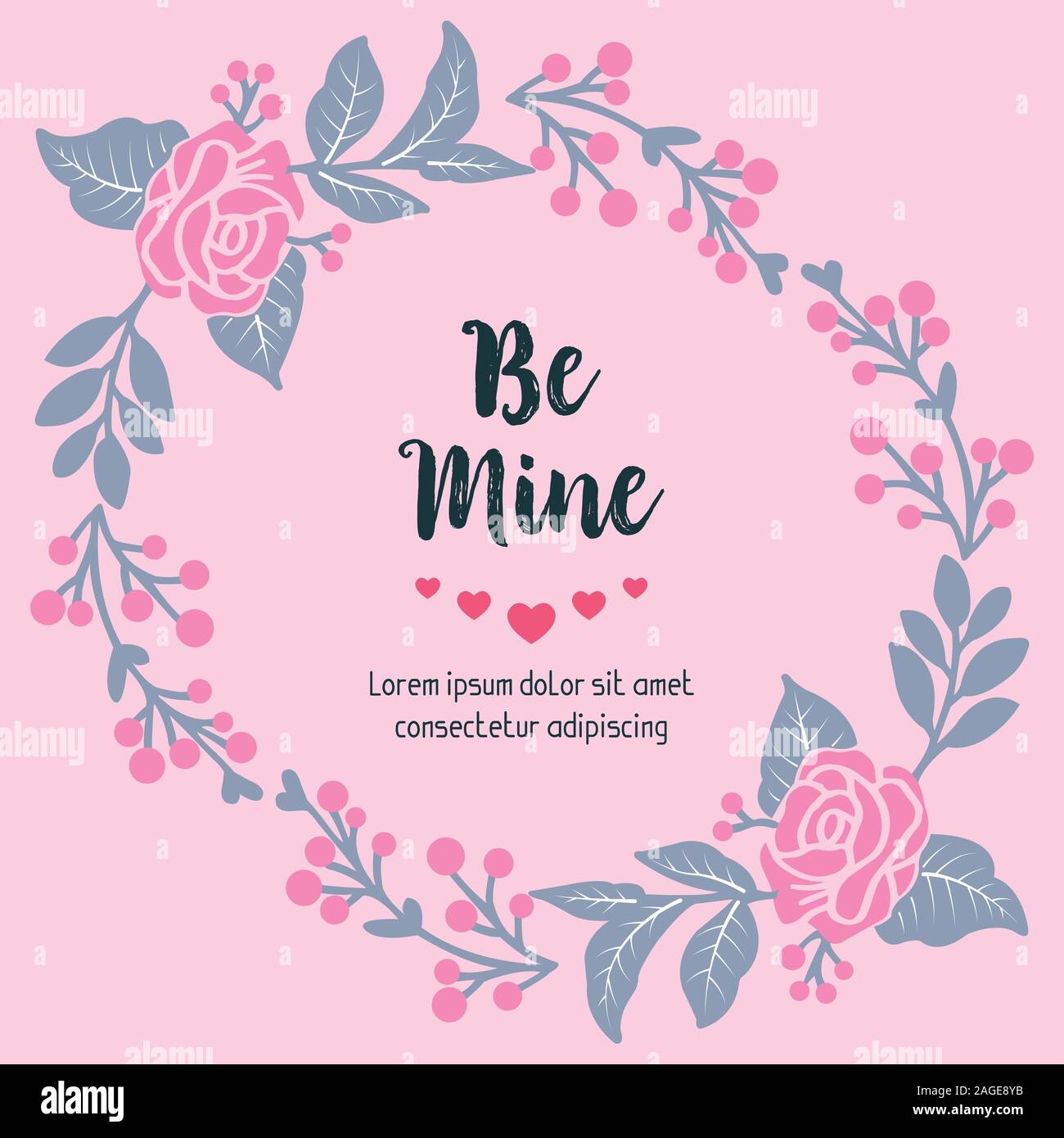 Card wallpaper of be mine with floral frame of elegant. Vector Stock ...
