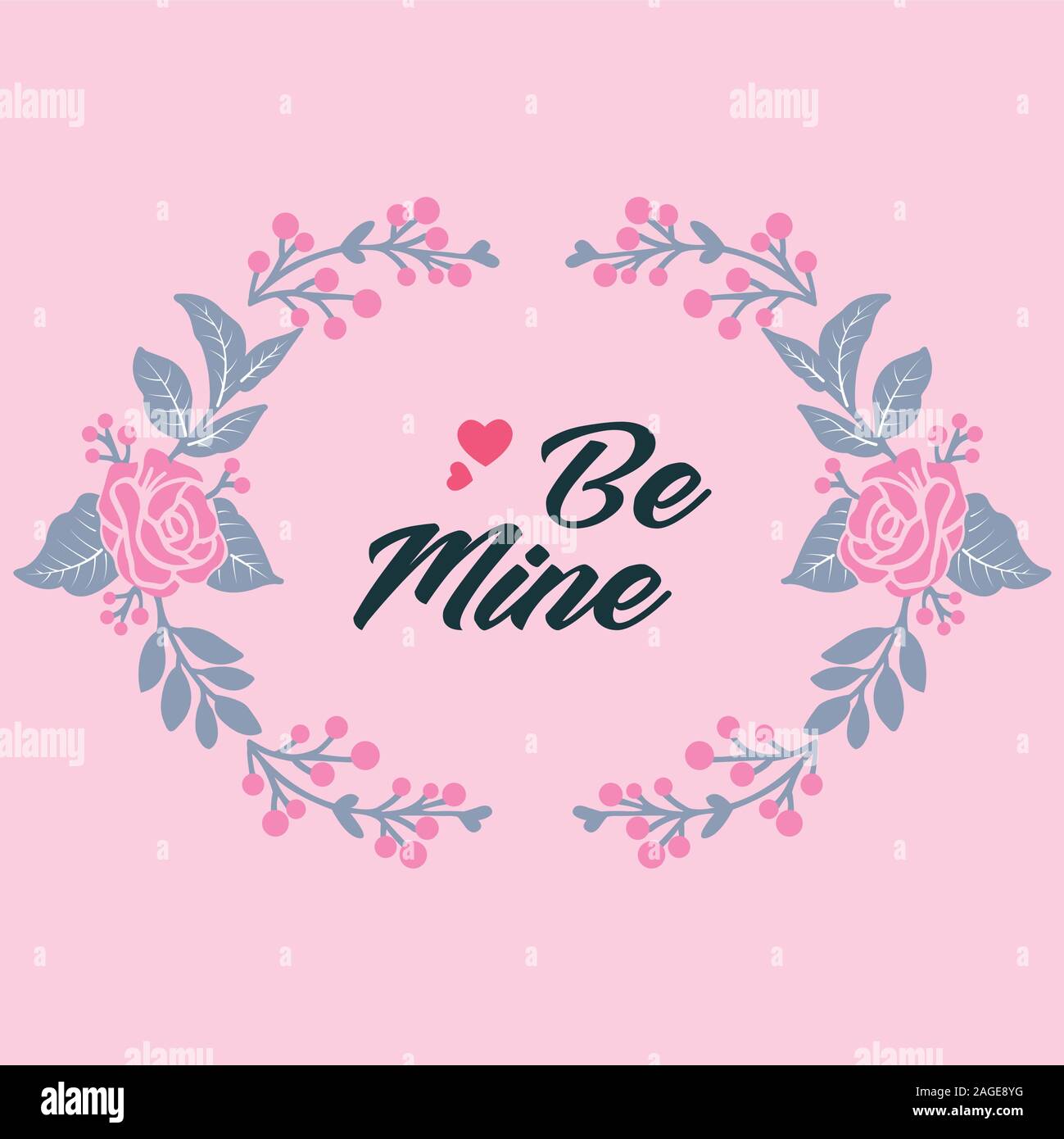 Card wallpaper of be mine with floral frame of elegant. Vector Stock ...