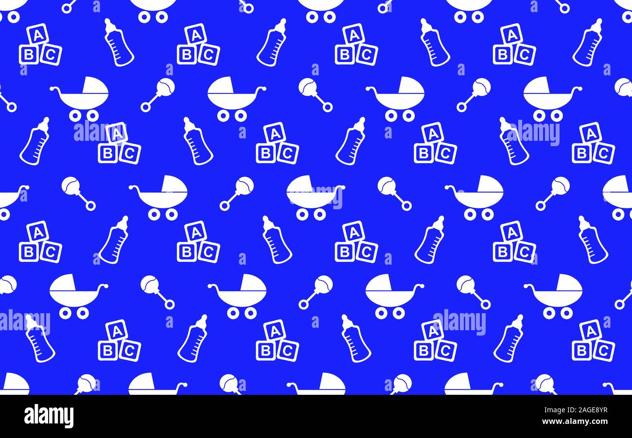 Baby items seamless repeat pattern background Stock Photo - Alamy