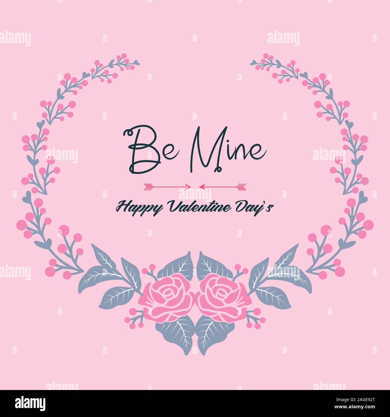 Card wallpaper of be mine with floral frame of elegant. Vector Stock ...