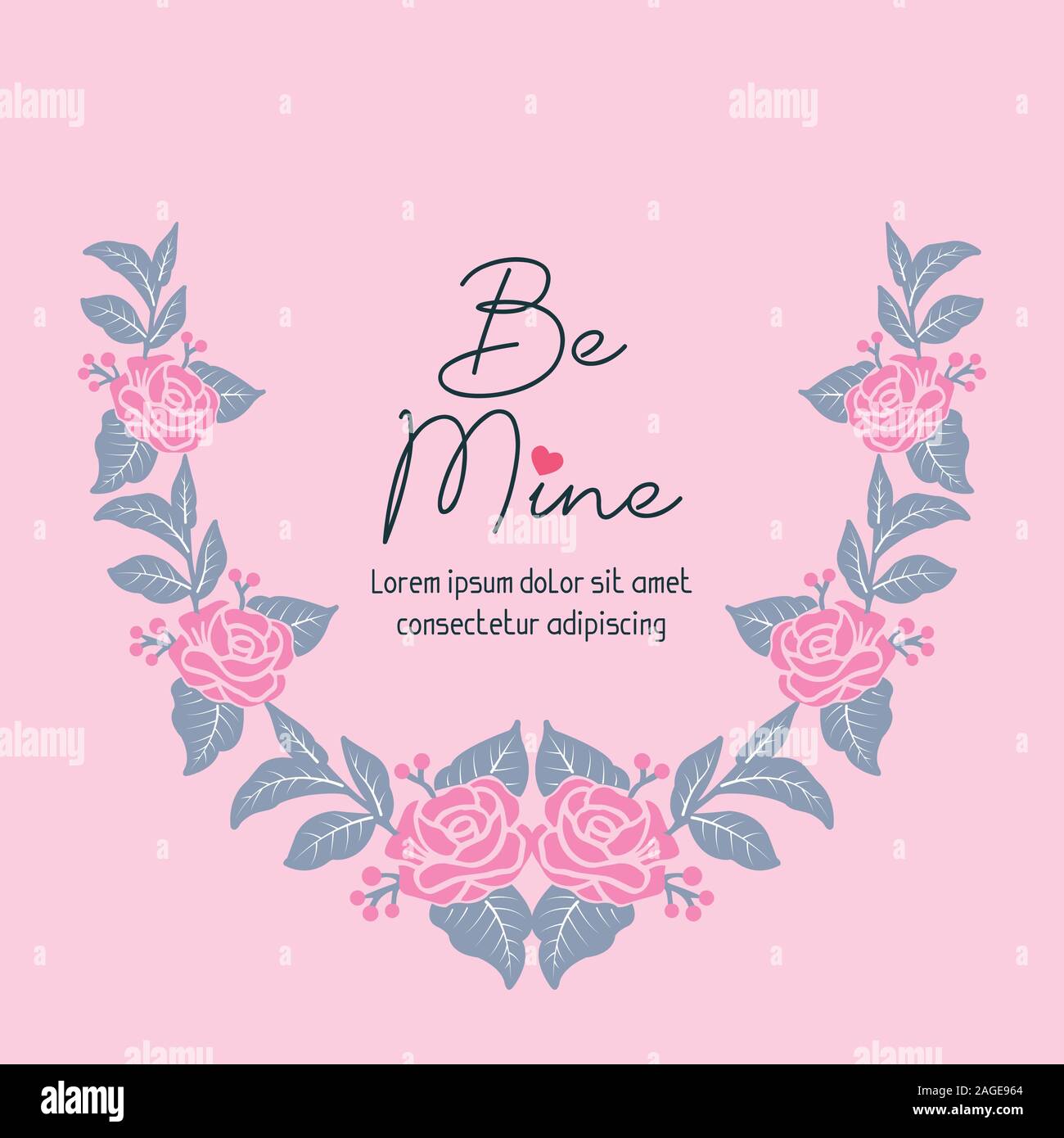 Template of card be mine, with texture floral frame elegant. Vector ...