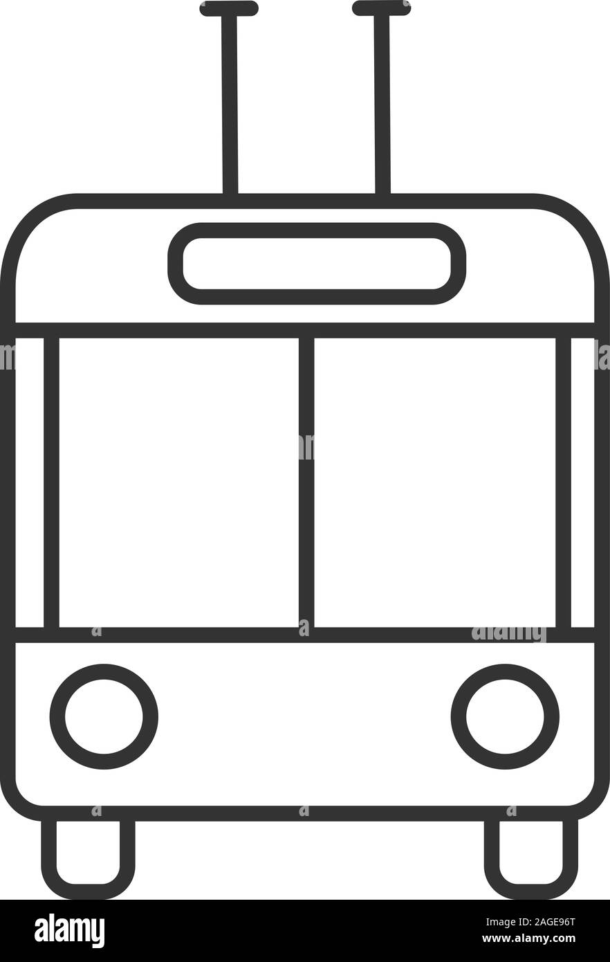 Trolleybus in front view linear icon. Trolley coach. Thin line ...