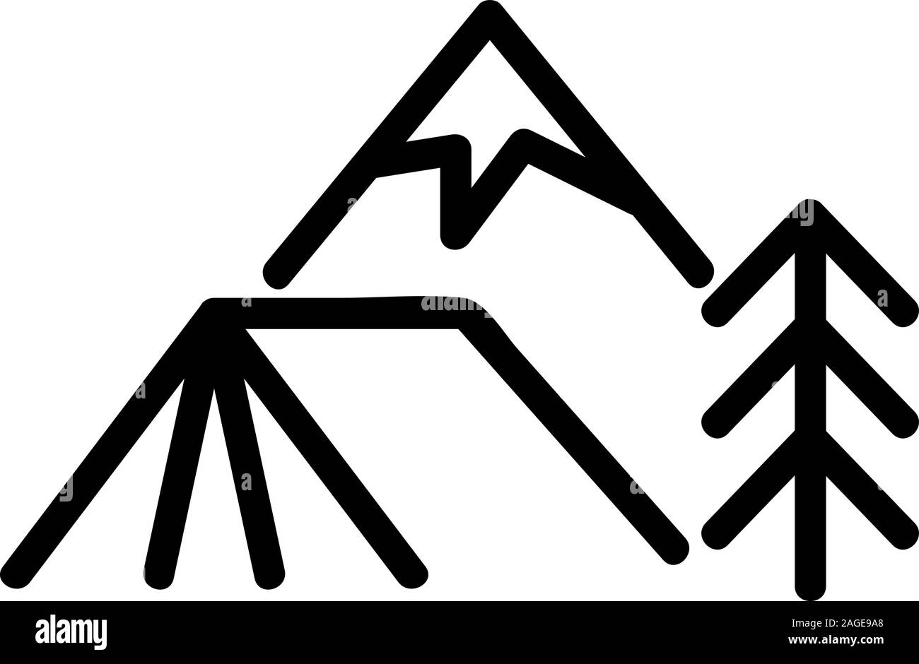 tent near the mountain icon vector. Isolated contour symbol ...