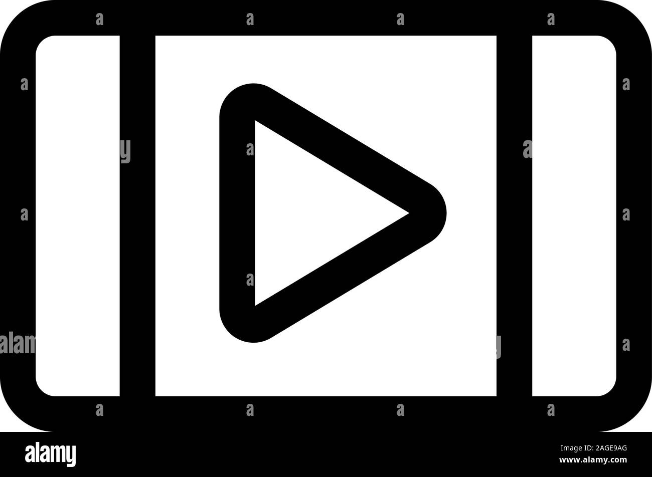 The video in the phone icon vector. Isolated contour symbol ...