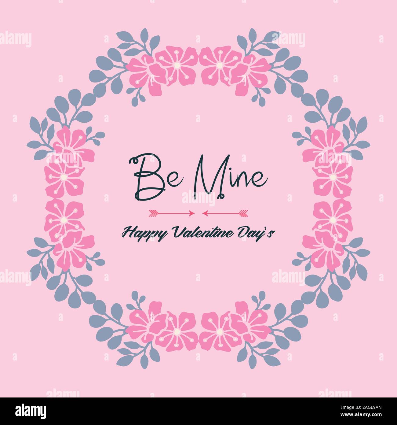 Elegant card, romance floral frame for greeting be mine card. Vector ...