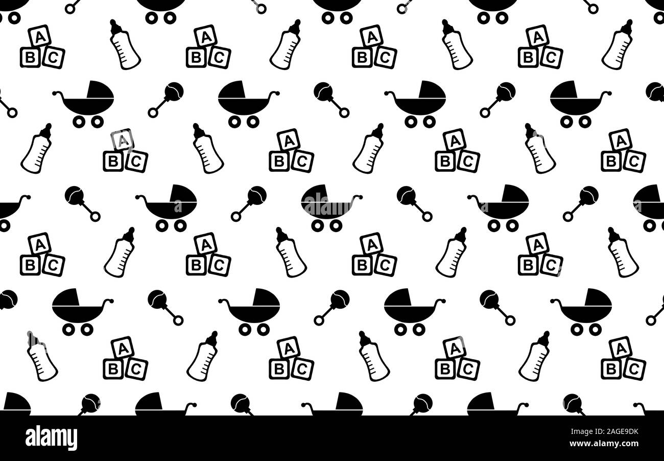 Seamless children pattern Black and White Stock Photos & Images - Alamy