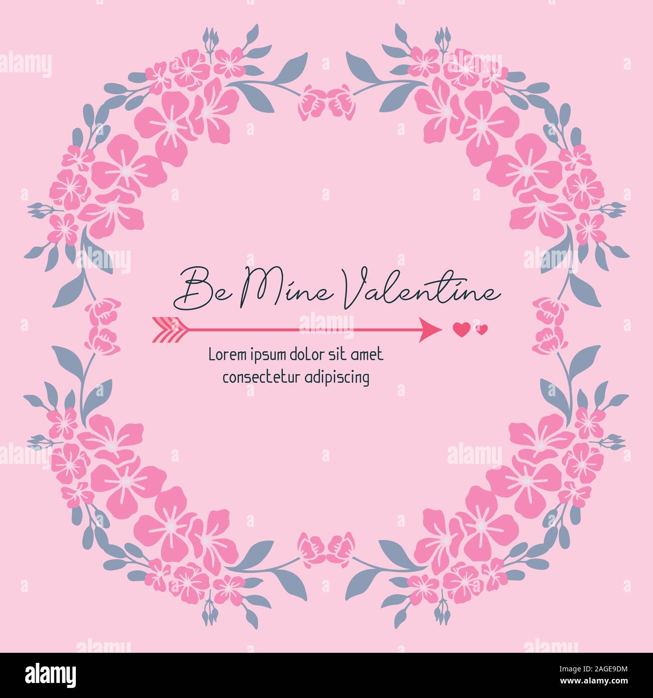 Crowd of pink flower frames, for greeting card lettering be mine ...