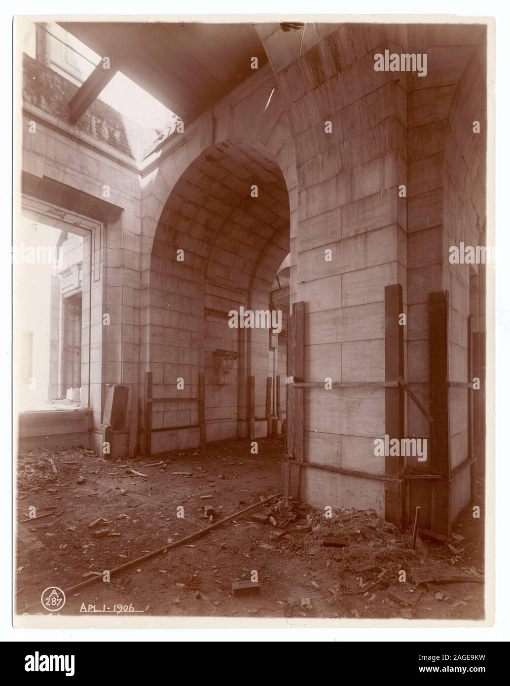 Interior work : archway in Astor Hall.; Interior work : archway in ...