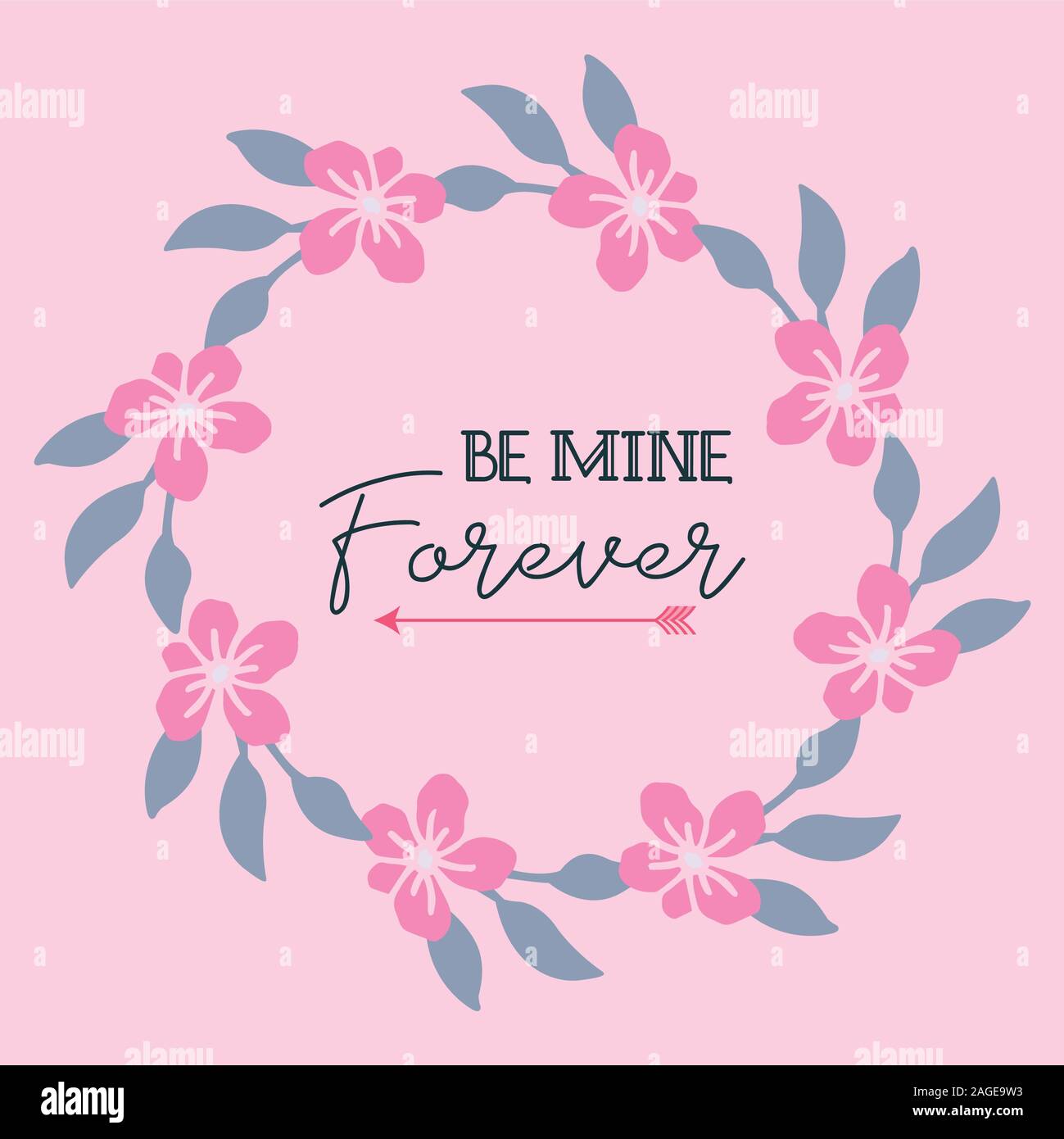 Elegant floral frame design, beautiful leaf pattern, for text be mine ...