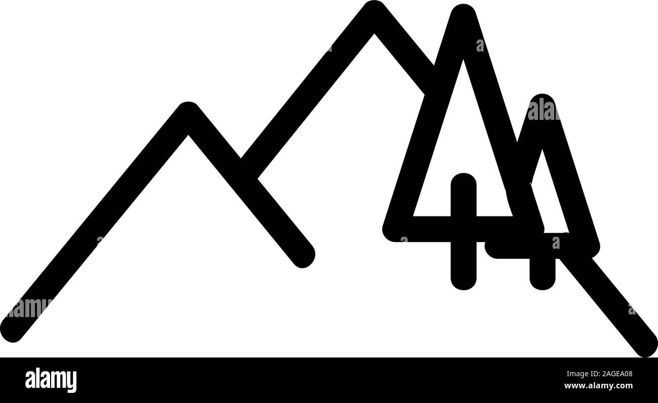 Tree in the mountains icon vector. Isolated contour symbol illustration ...