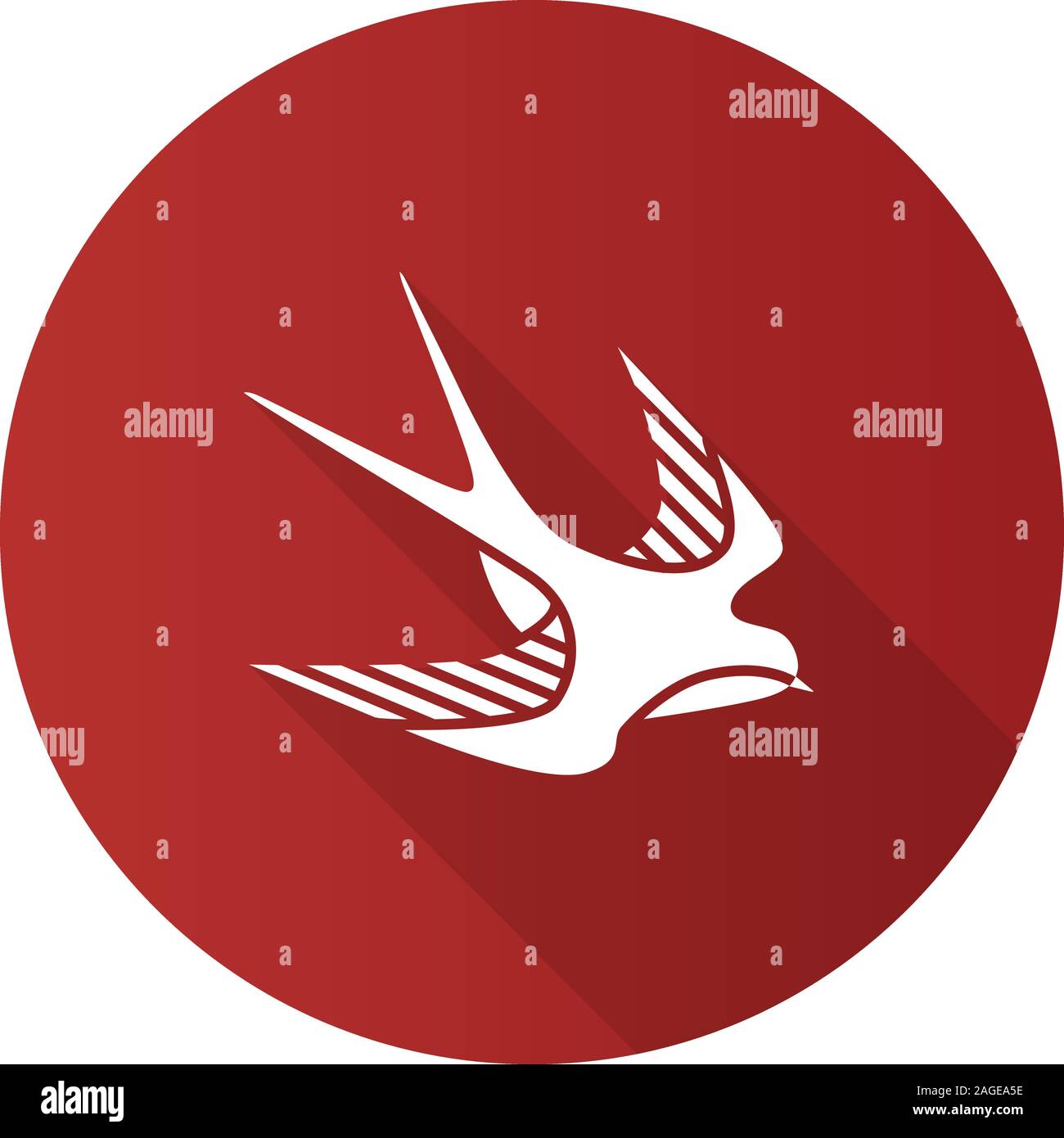 Swallow bird flat design long shadow glyph icon. Sailor's tattoo sketch ...