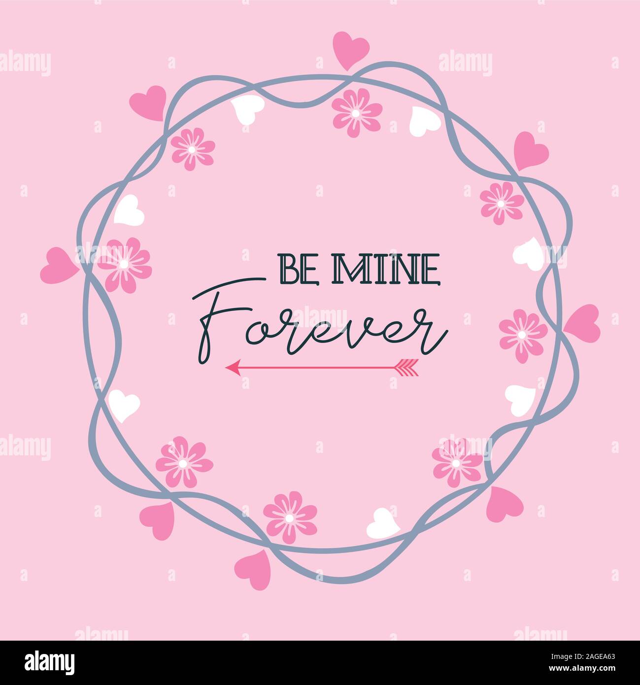 Lettering be mine with decoration of wreath frame. Vector Stock Vector ...