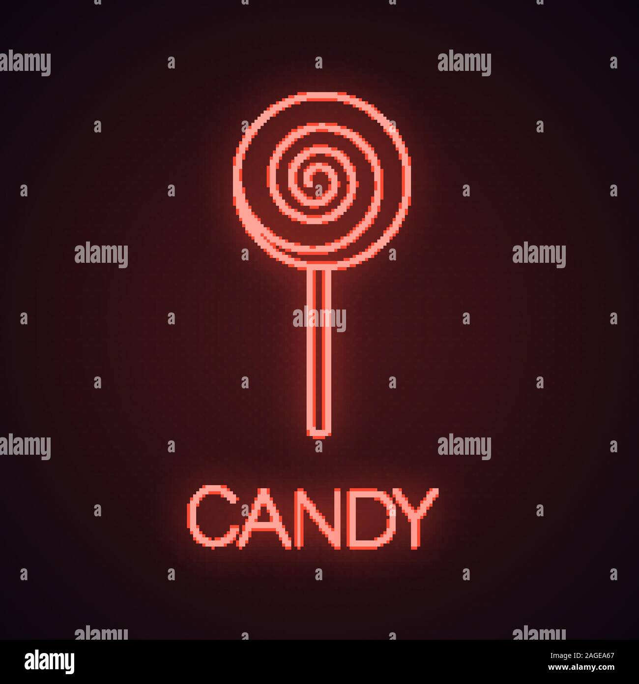 Spiral lollipop neon light icon. Lolly. Sugar candy glowing sign ...