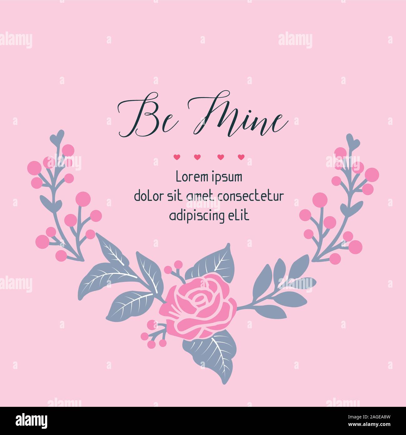 Card wallpaper of be mine with floral frame of elegant. Vector Stock ...