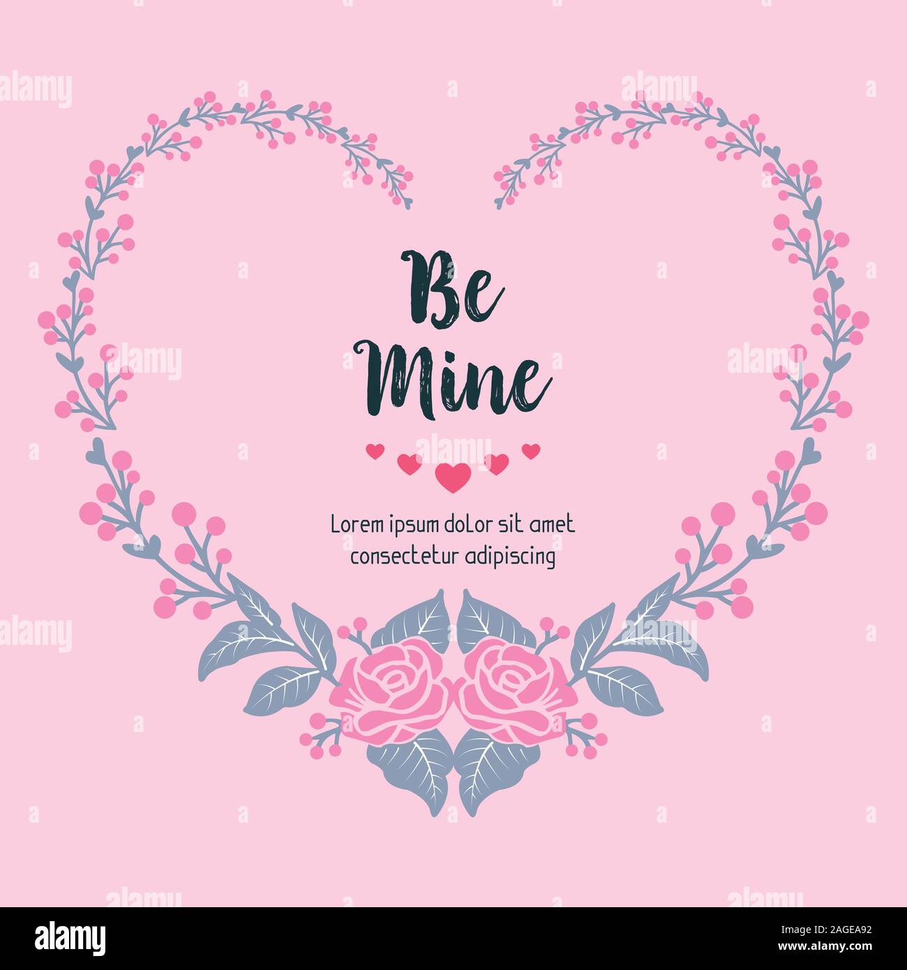 Pattern wallpaper of card be mine, with floral frame pink of beautiful ...