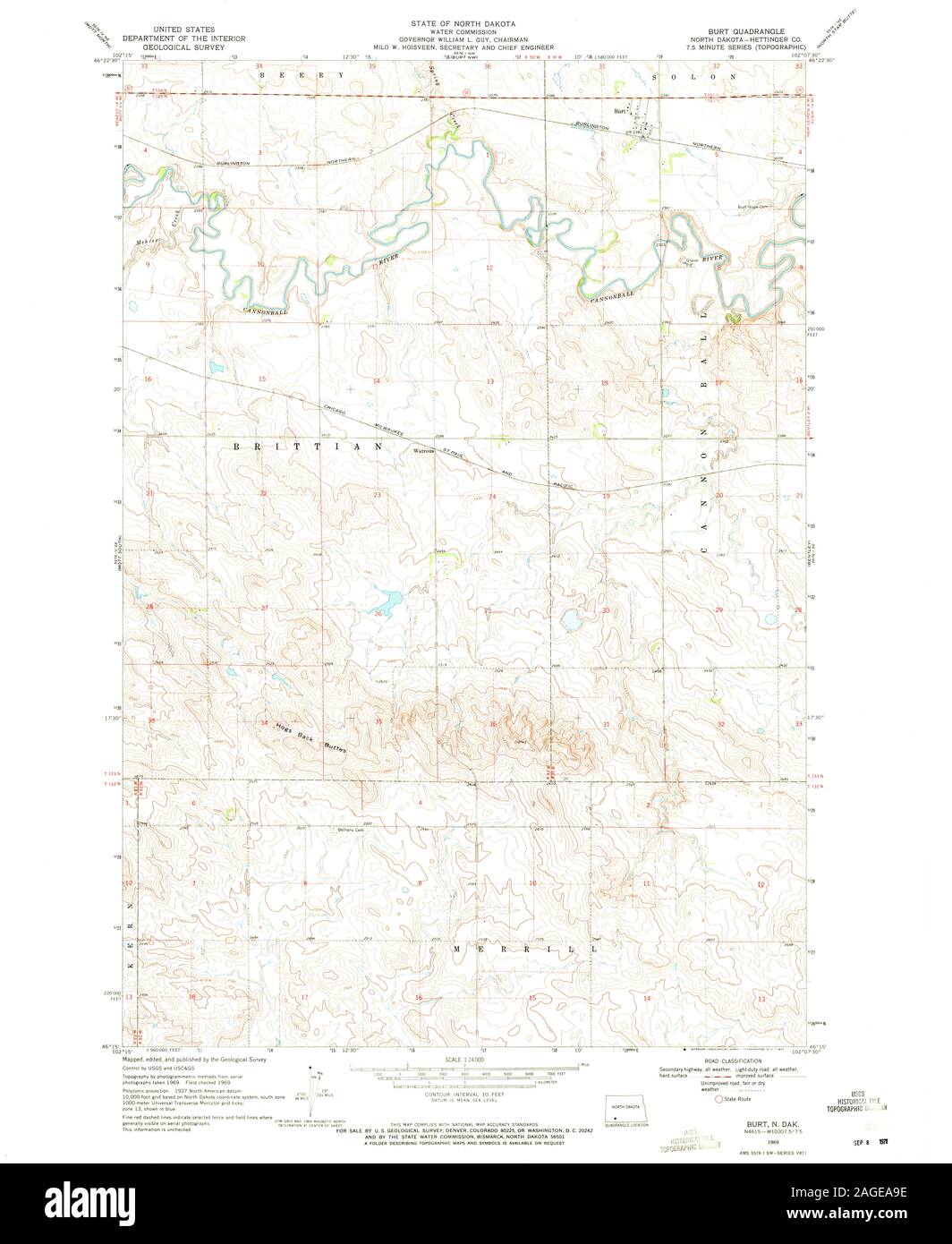 USGS TOPO Map North Dakota ND Burt 283612 1969 24000 Restoration Stock ...