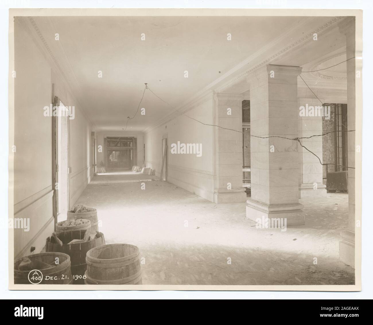 Interior work : construction of the Stokes Gallery.; Interior work ...