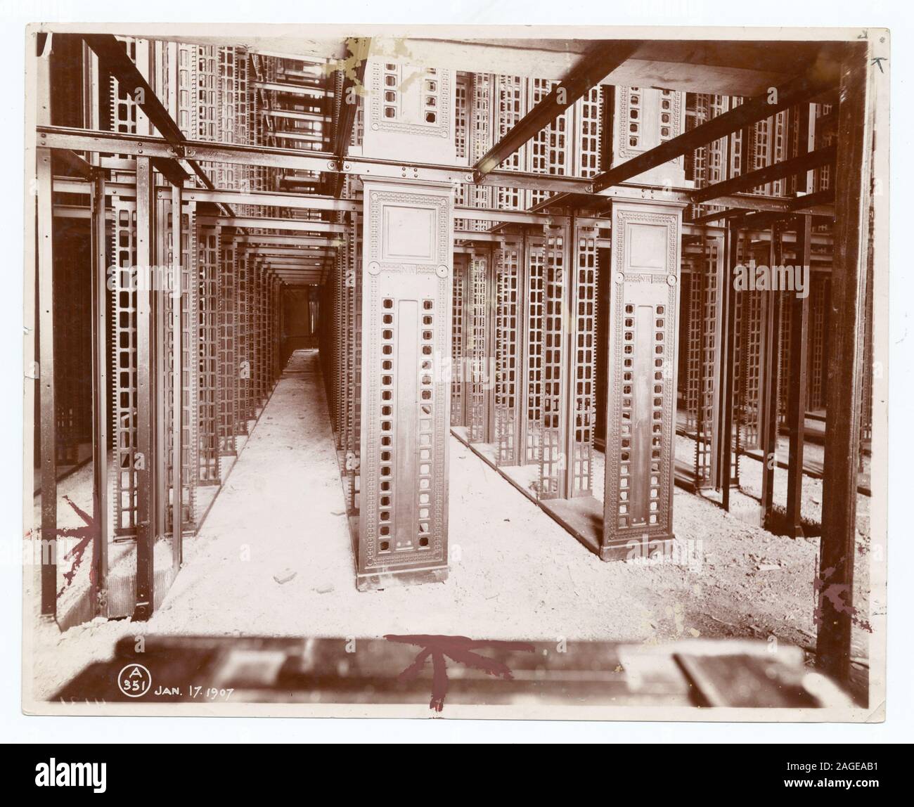 Interior work : construction of the stacks.; Interior work ...