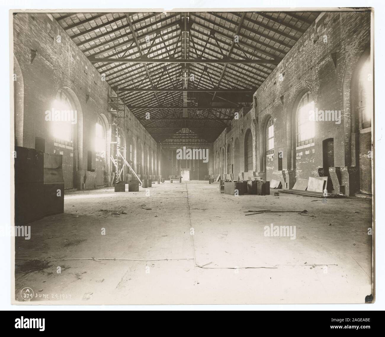 Interior work : construction of the main reading room.; Interior work ...