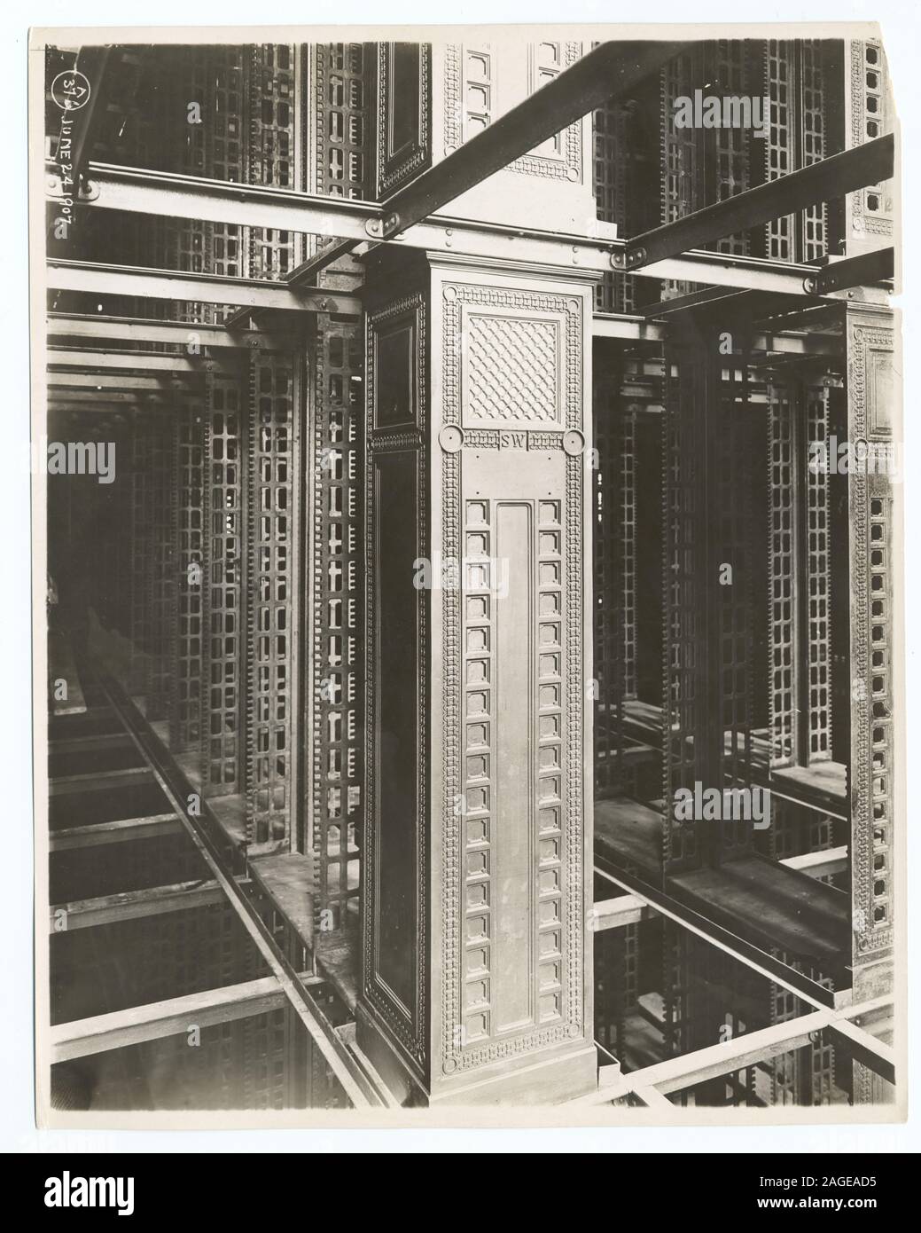 Interior work : construction of the stacks.; Interior work ...