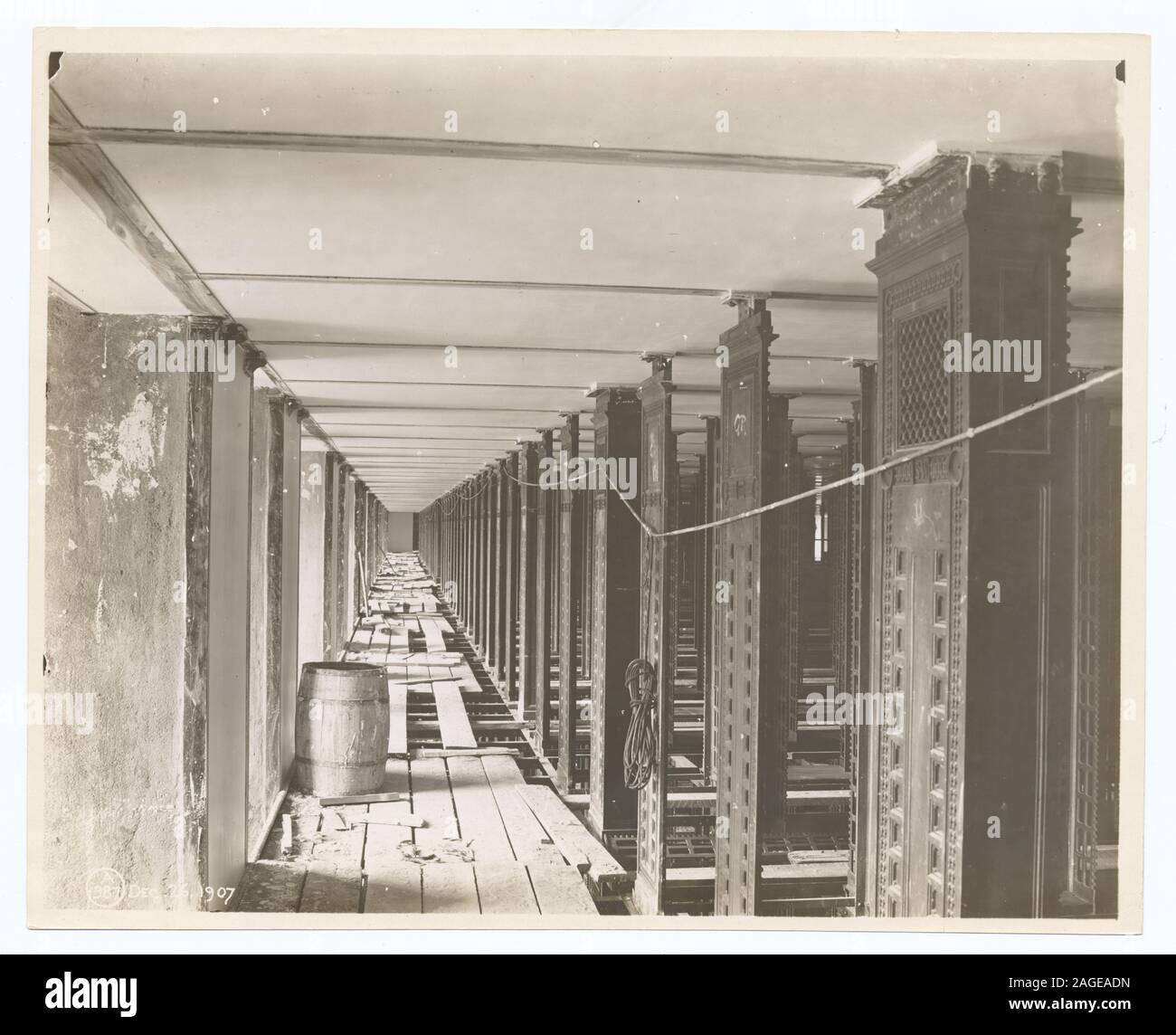 Interior work : construction of the stacks.; Interior work ...