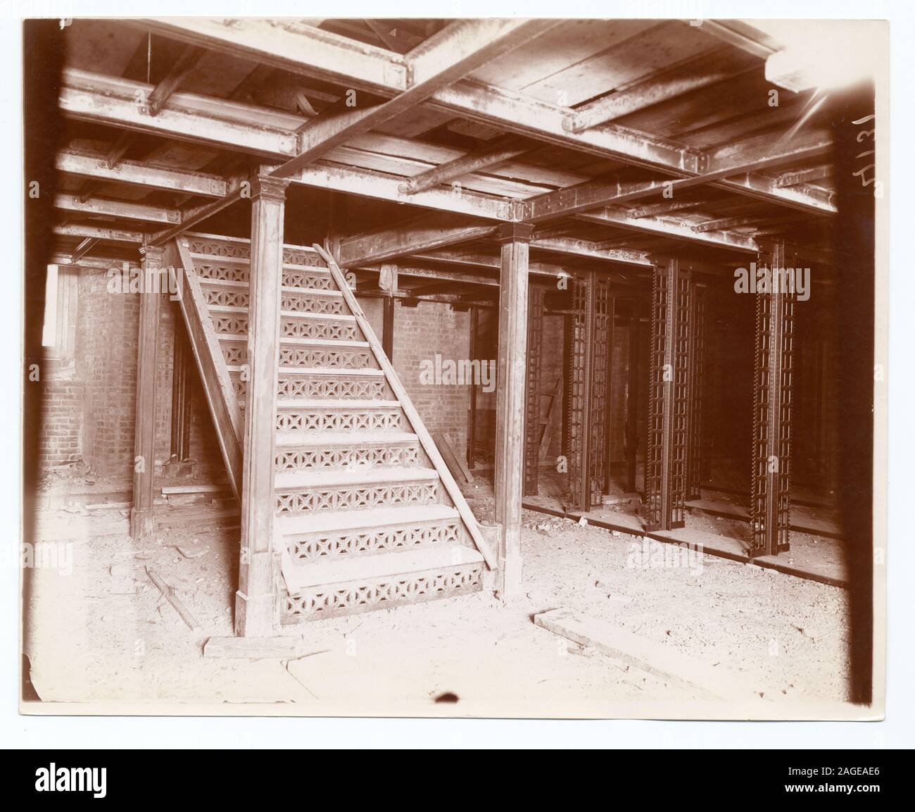 Interior work : construction of the stacks.; Interior work ...