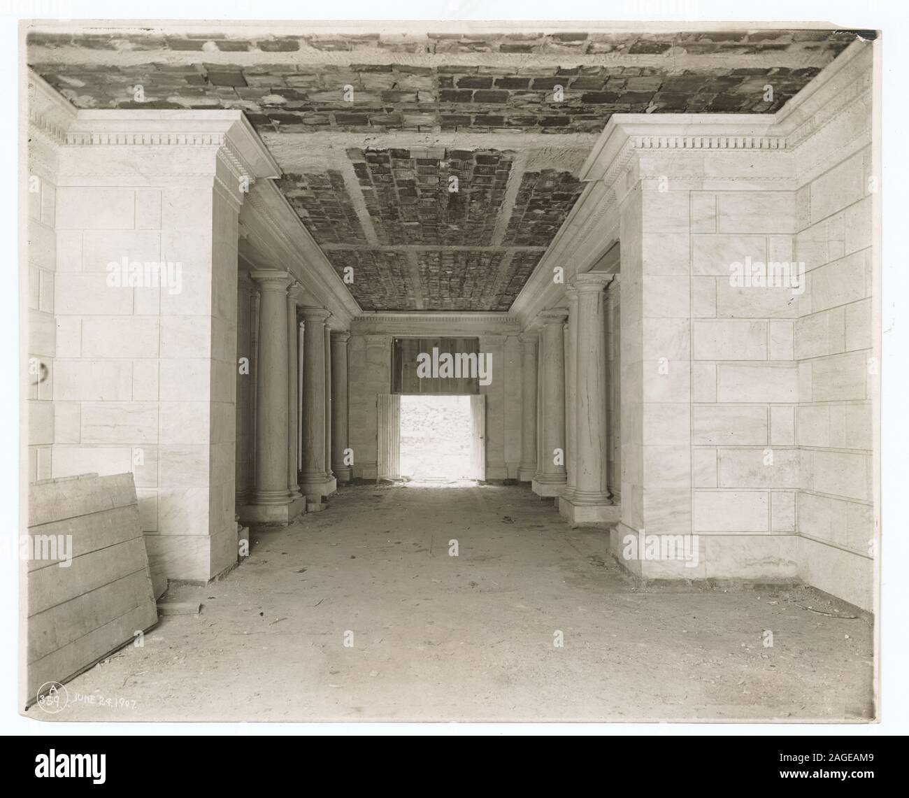 Interior work : marble hallway, ceiling and floor unfinished.; Interior ...