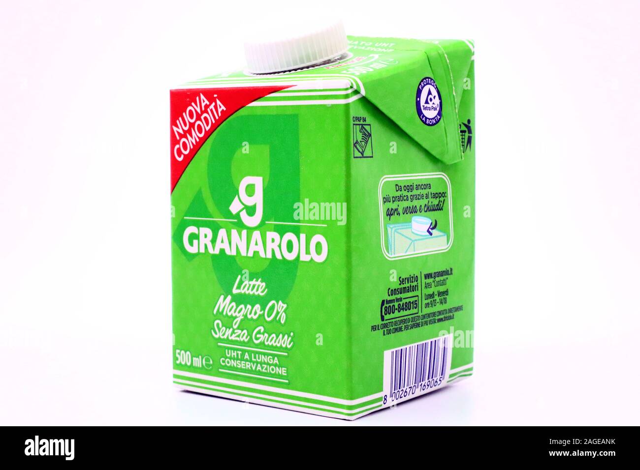 Granarolo Pasteurized Low Fat MILK. Tetra Pak packaging Stock Photo - Alamy