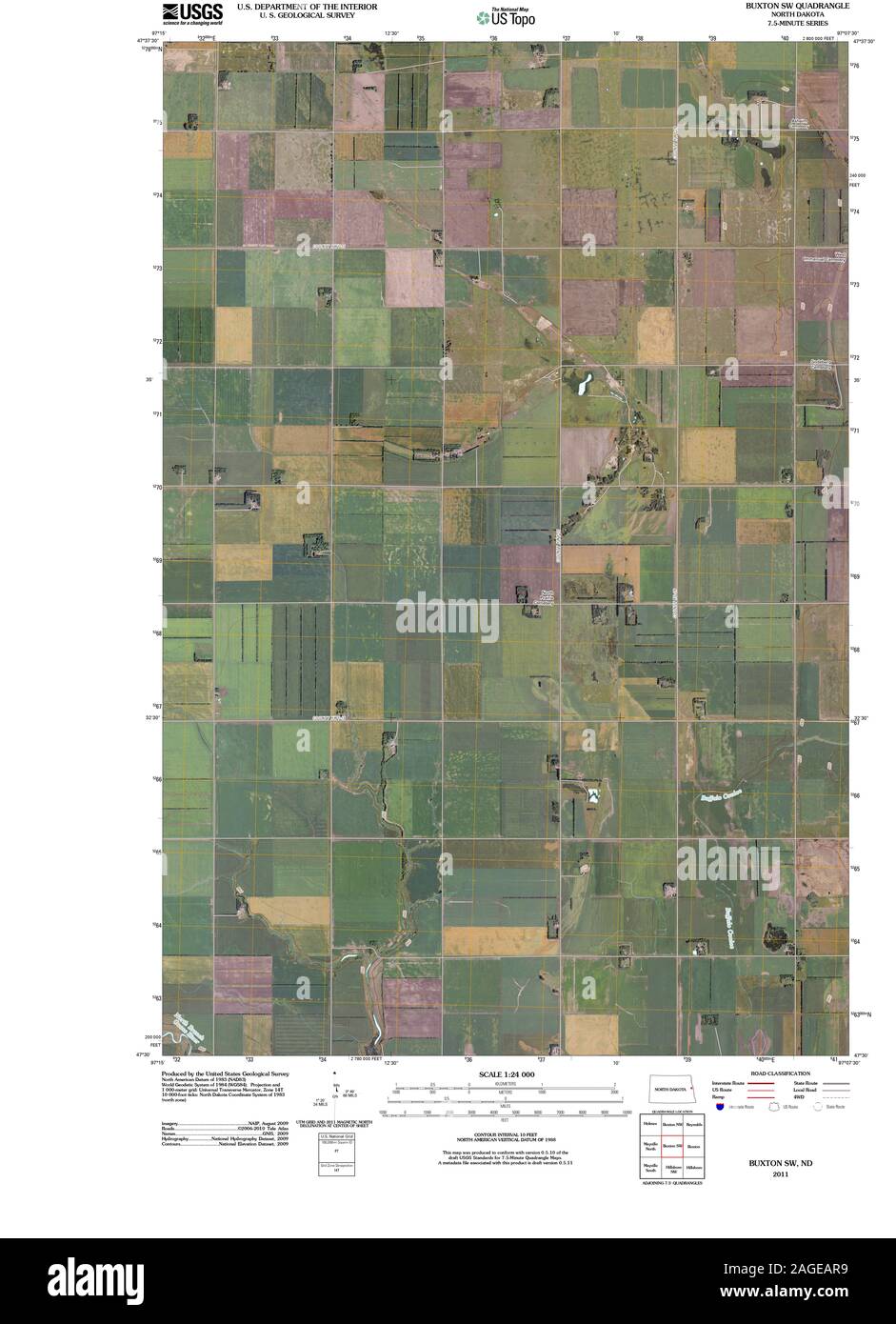 USGS TOPO Map North Dakota ND Buxton SW 20110413 TM Restoration Stock ...