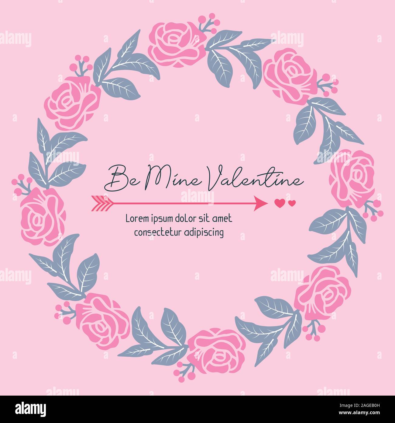 Beautiful floral rose pink frame, for pattern wallpaper of card be mine ...
