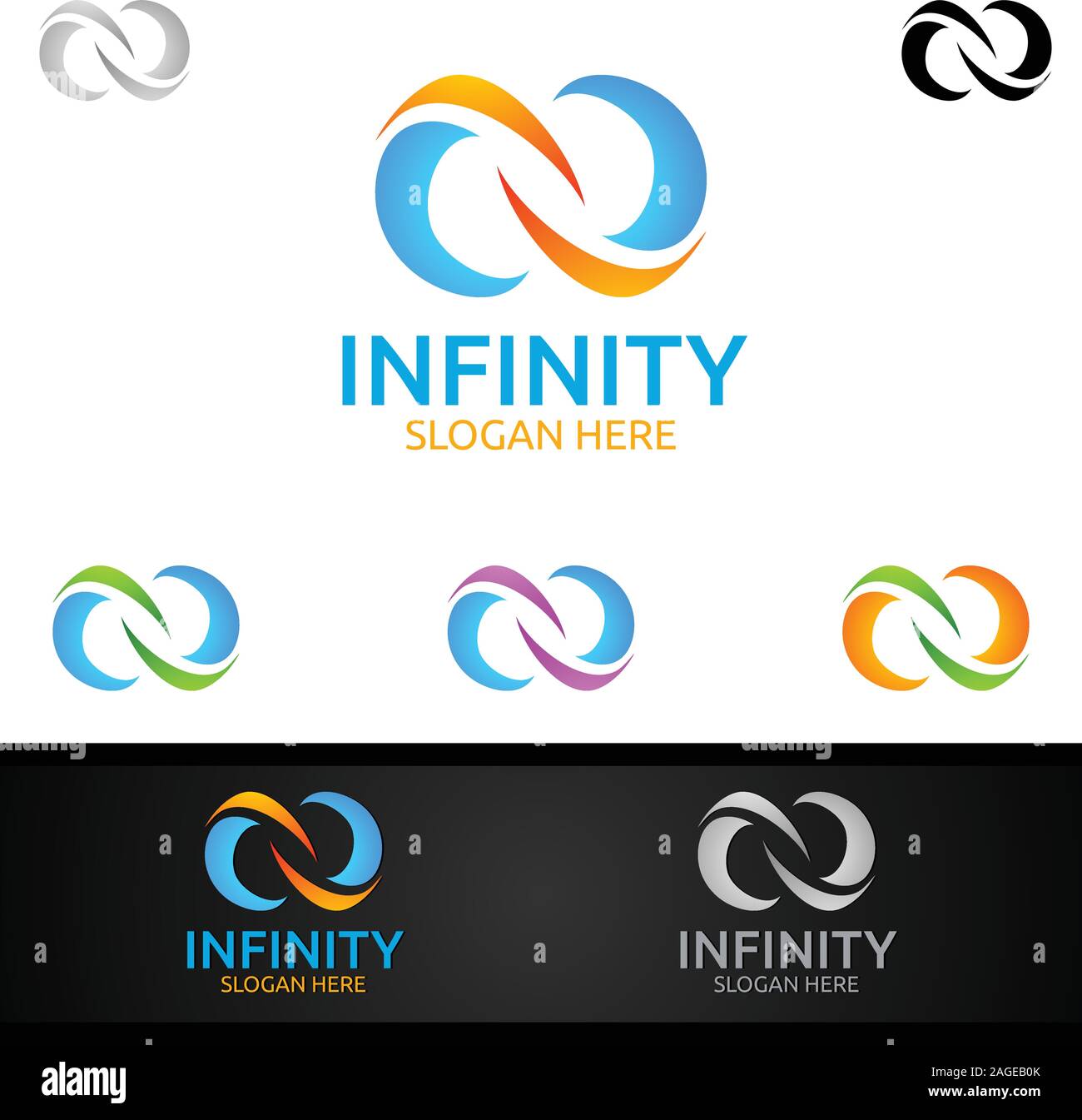 Infinity loop logo icon. Vector unlimited infinity, endless line shape ...