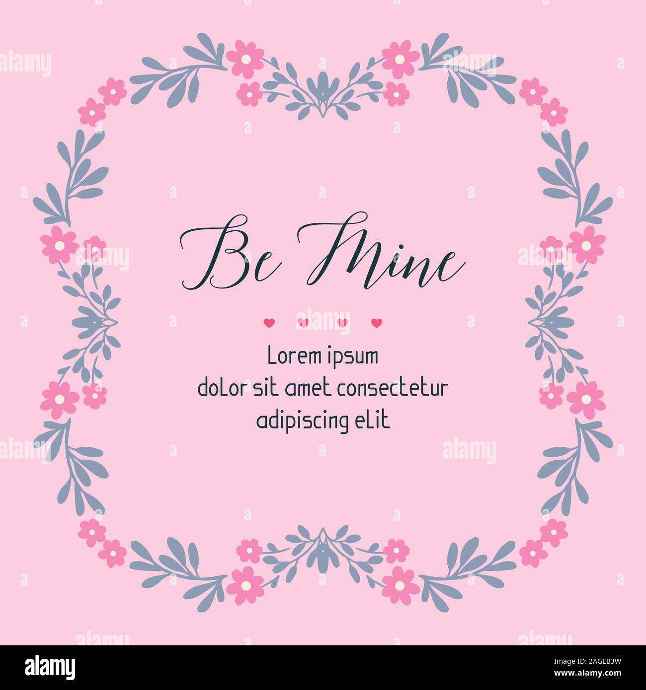 Greeting card template be mine with elegant floral frame. Vector Stock ...