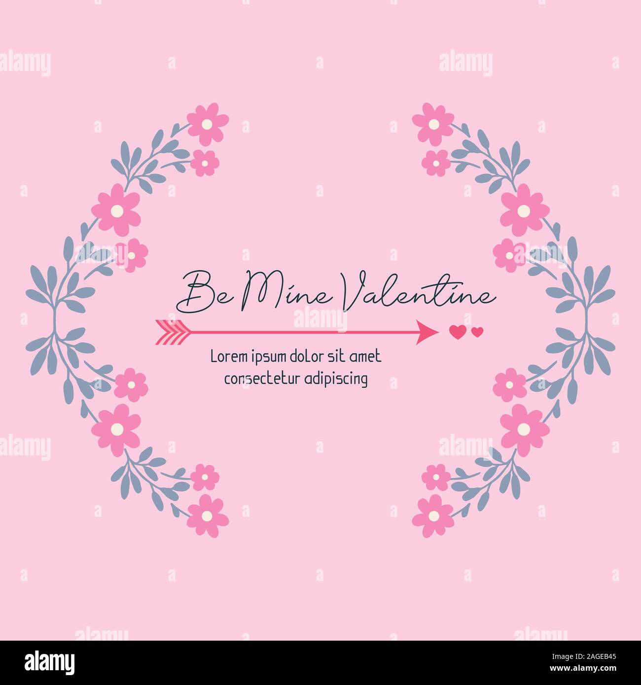 Beautiful template of flower frame unique for greeting be mine card ...