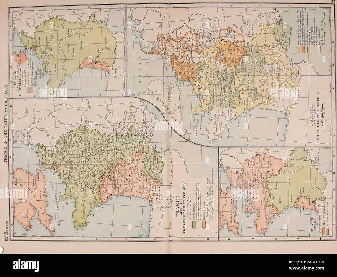 . Atlas of European history. A 13 Longitude 0 from Greenwich O. c Stock ...
