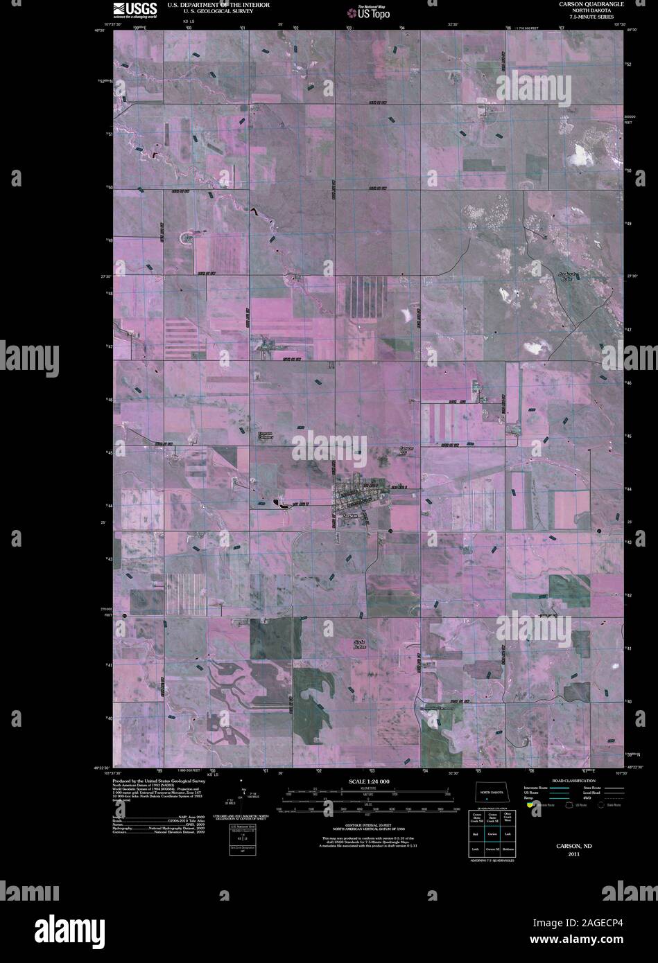 Map of carson north dakota hi-res stock photography and images - Alamy