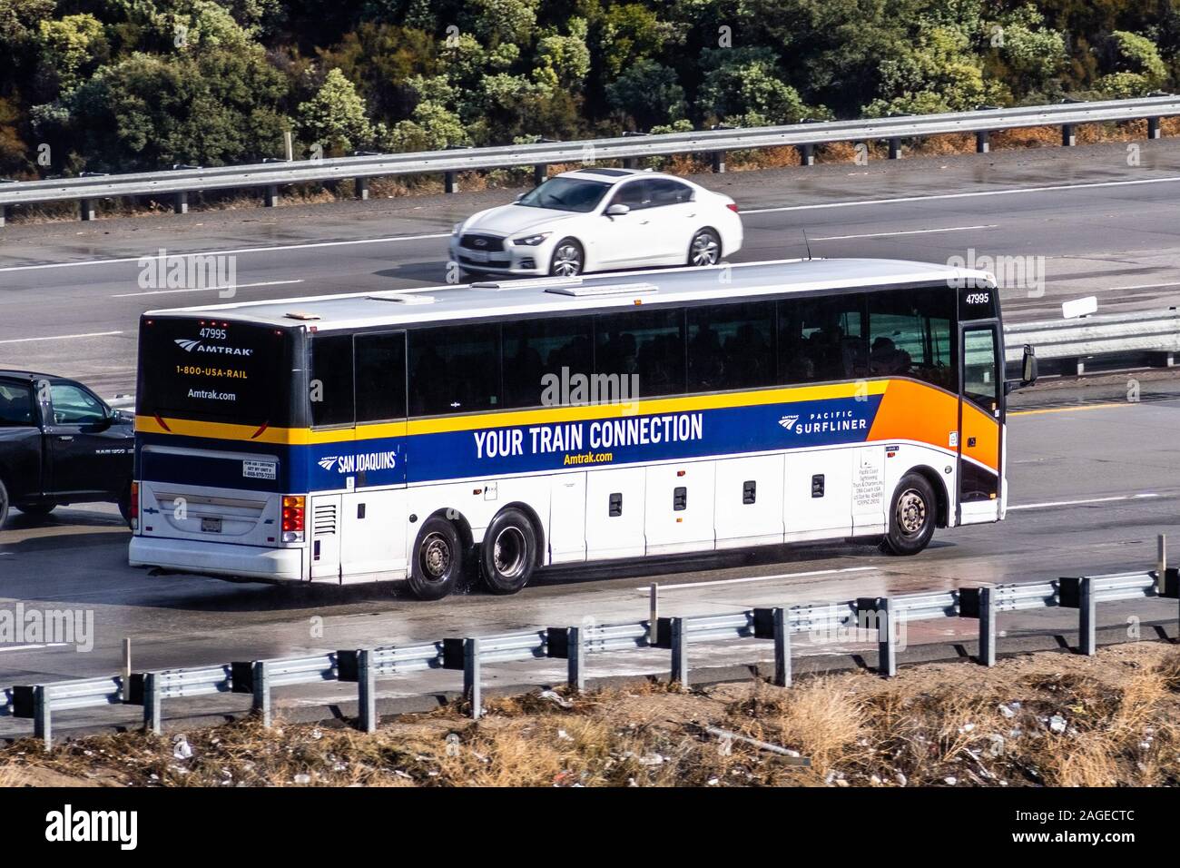 Dec 8, 2019 Los Angeles / CA / USA - Amtrak Pacific Surfliner bus ...
