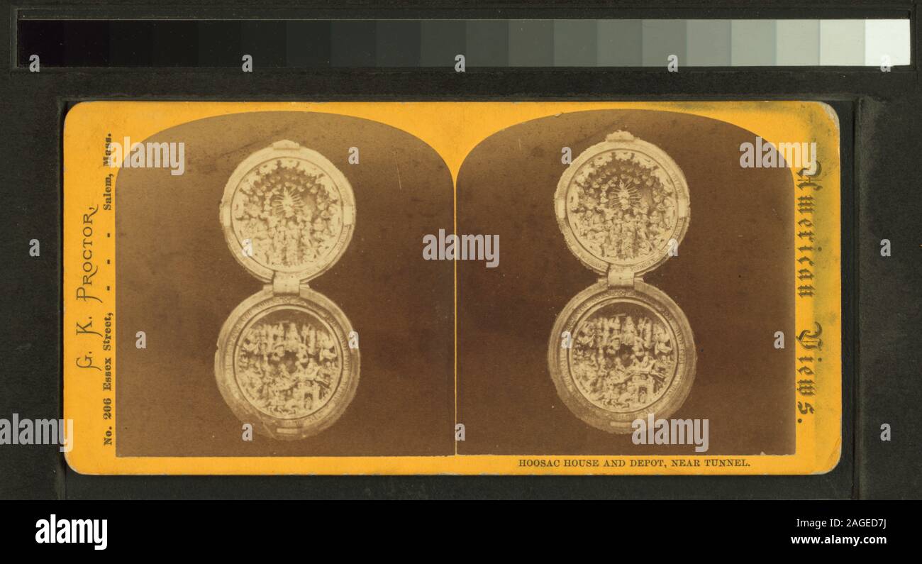 Intricate two-part carving in ivory- Heaven and Hell, hinged together ...
