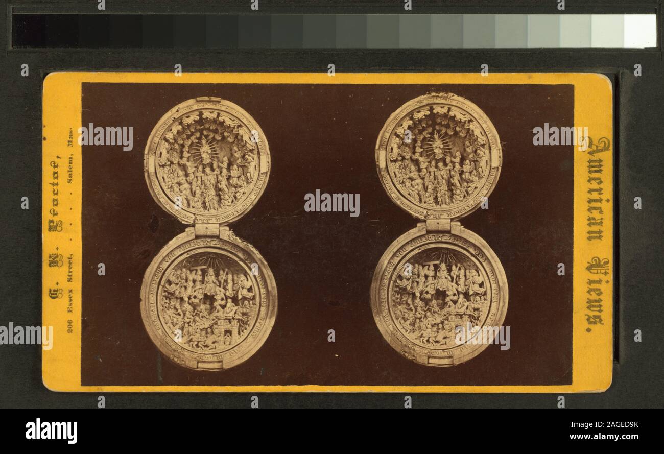 Intricate two-part carving in ivory- Heaven and Hell, hinged together ...