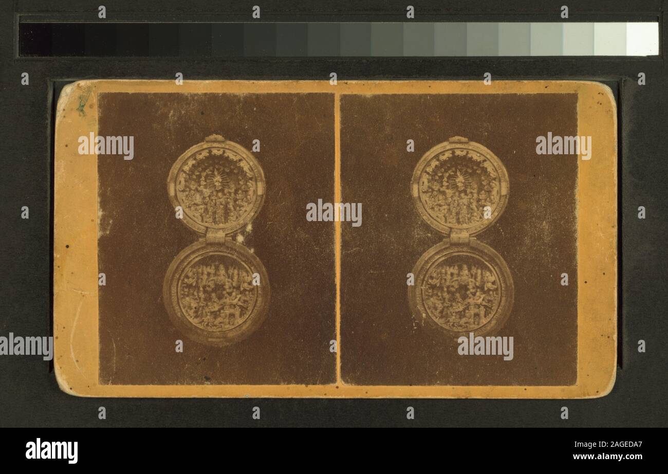 Intricate two-part carving in ivory- Heaven and Hell, hinged together ...