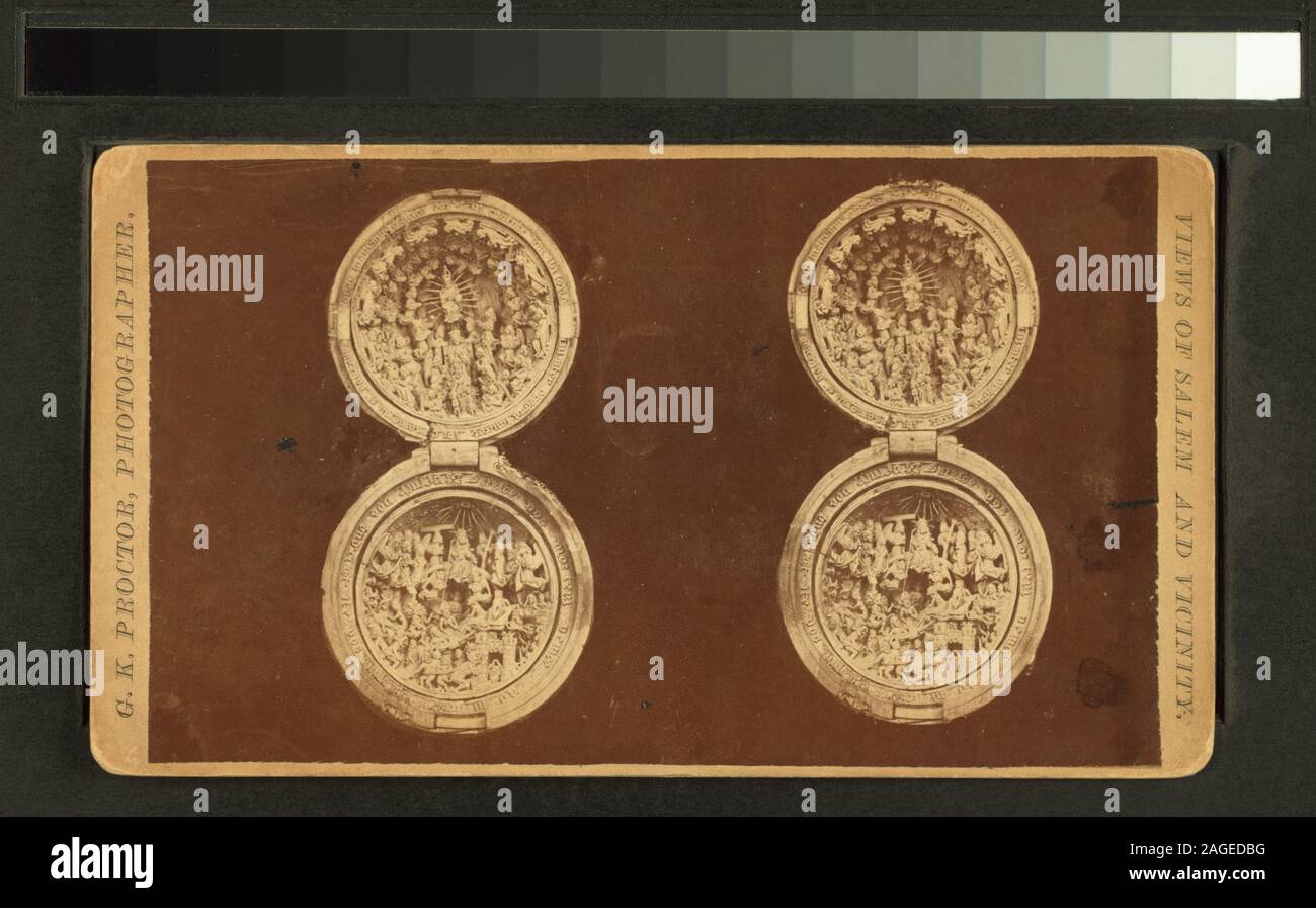 Intricate two-part carving in ivory- Heaven and Hell, hinged together ...