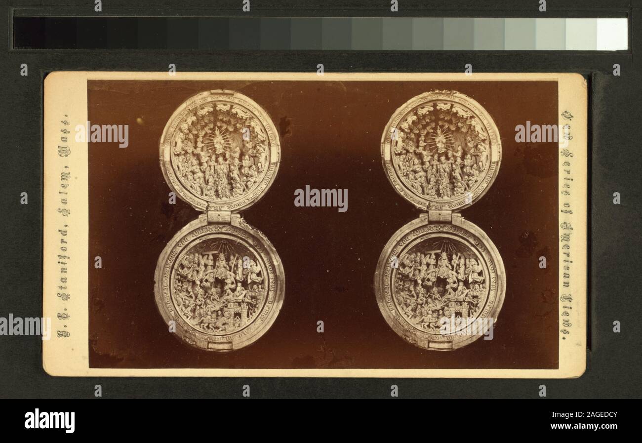 Intricate two-part carving in ivory- Heaven and Hell, hinged together ...