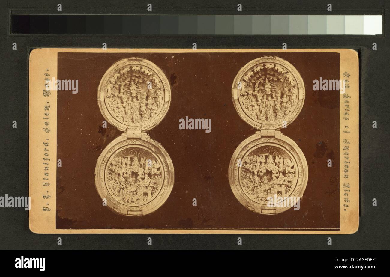 Intricate two-part carving in ivory- Heaven and Hell, hinged together ...
