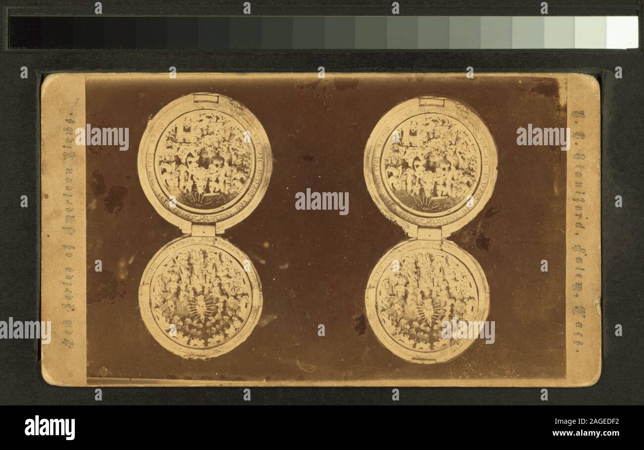 Intricate two-part carving in ivory- Heaven and Hell, hinged together ...