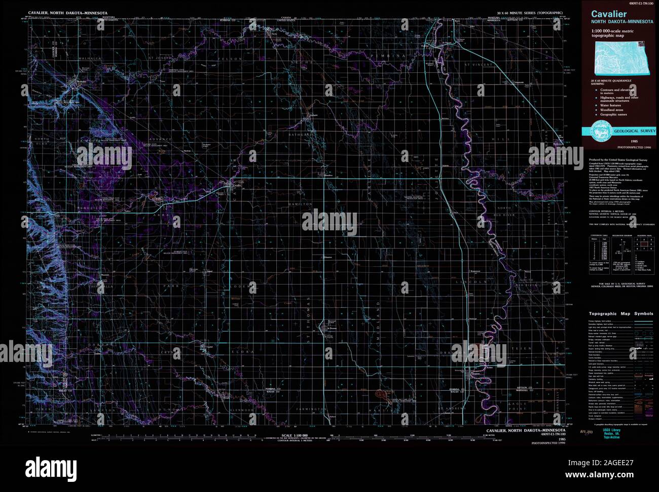 Cavalier north dakota map hi-res stock photography and images - Alamy