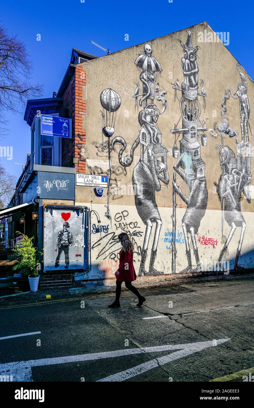 Graffiti style mural by artist, illustrator, Phlegm, and Bubba 2000 ...