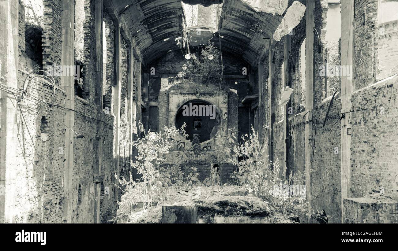 Greyscale shot of ancient building ruins - great for a cool background ...