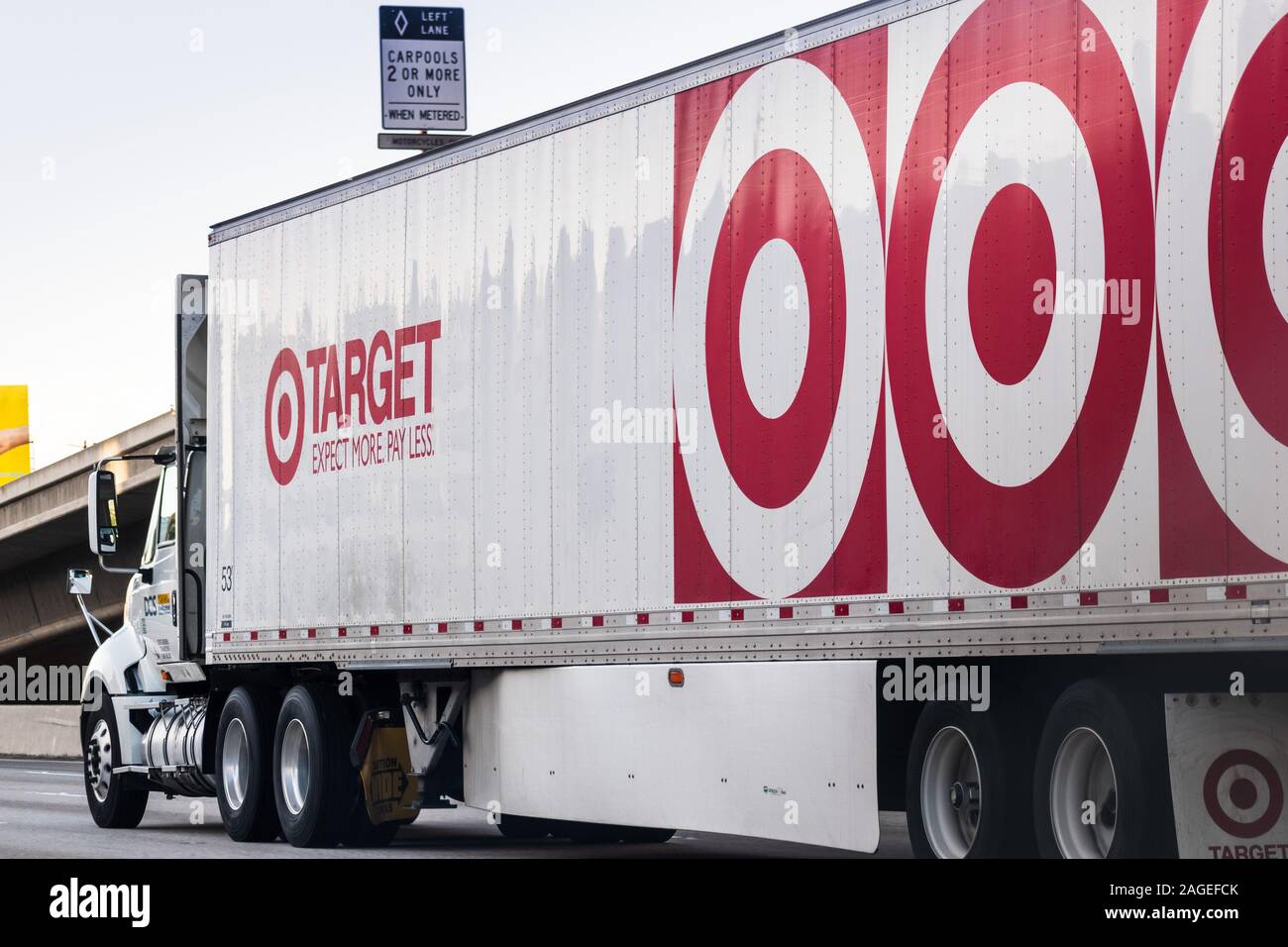 Dec 8, 2019 Los Angeles / CA / USA - Target delivery truck driving on ...
