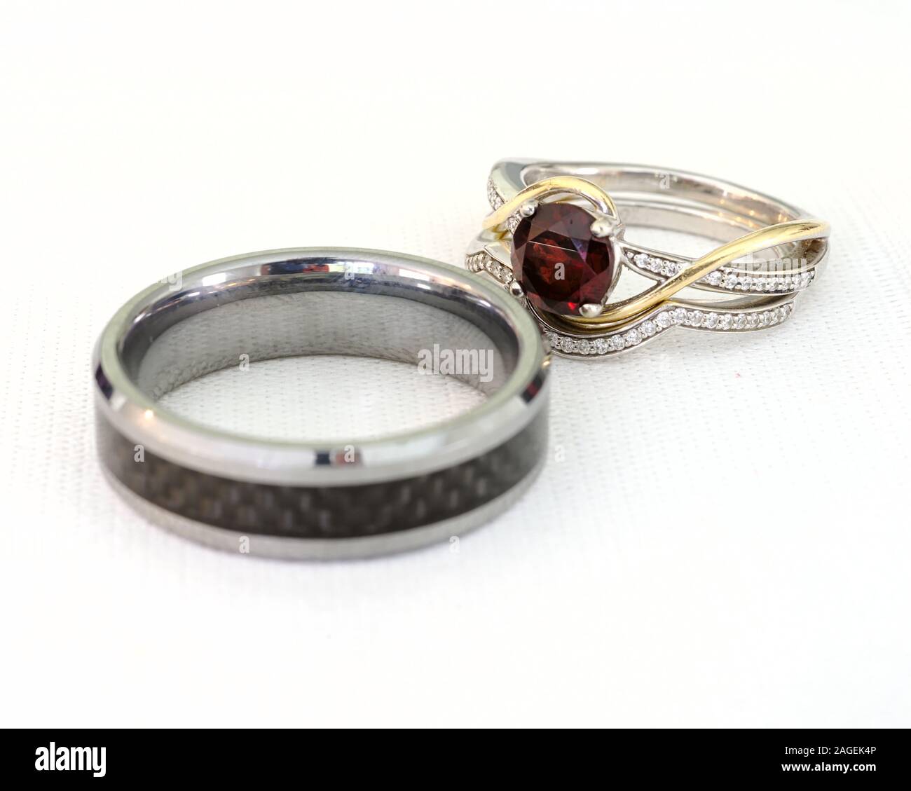 Wedding Rings on White Background Stock Photo - Alamy