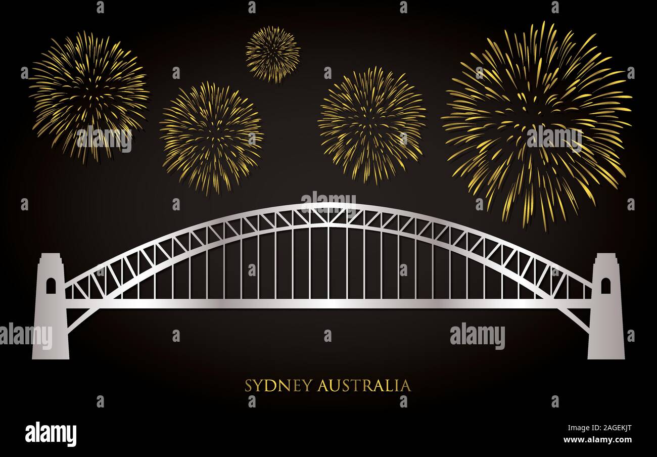 Elegant gold and silver Sydney fireworks card in vector format Stock ...
