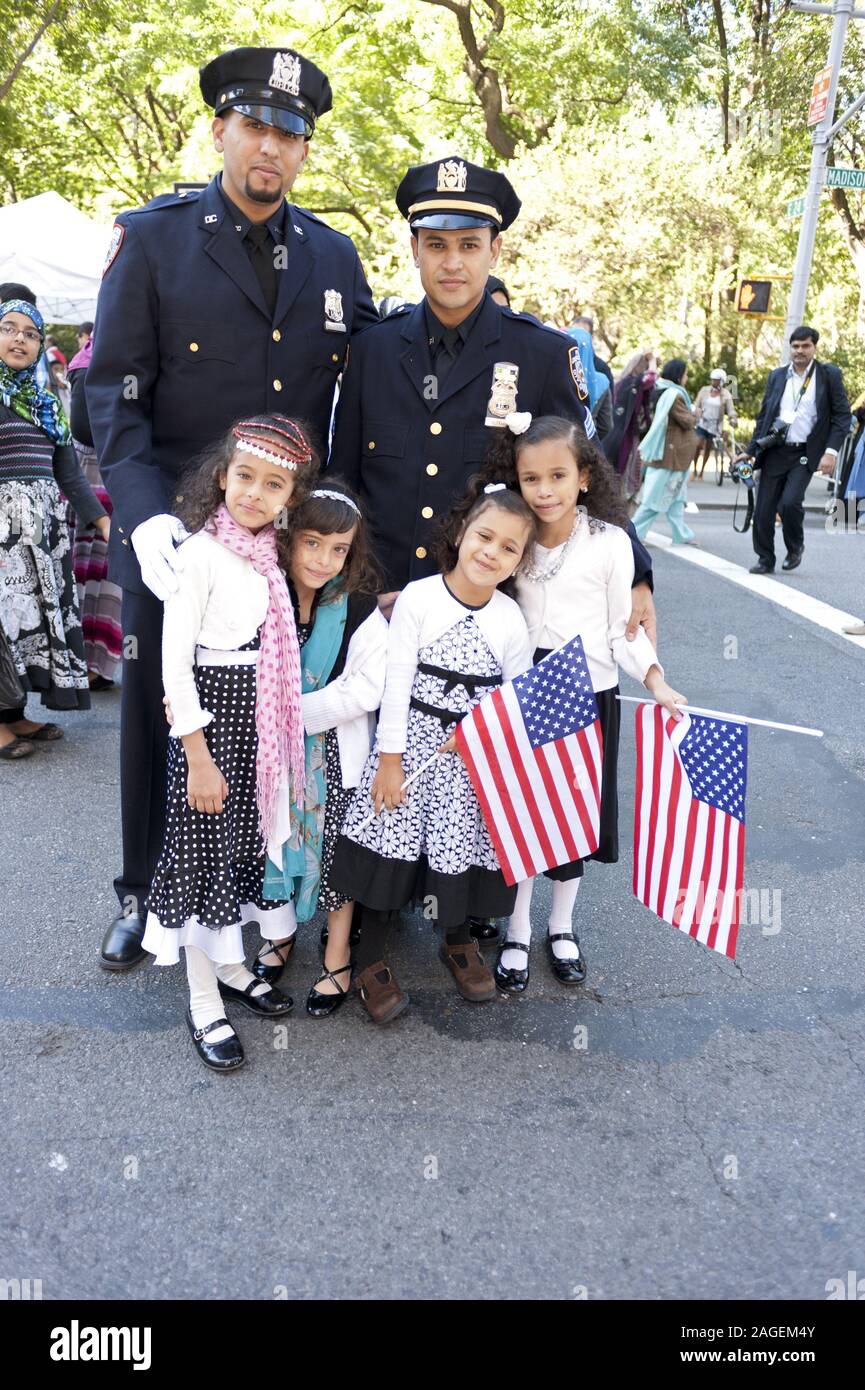 Muslim NYPD officers and their children at the Muslim Day Parade in NYC ...